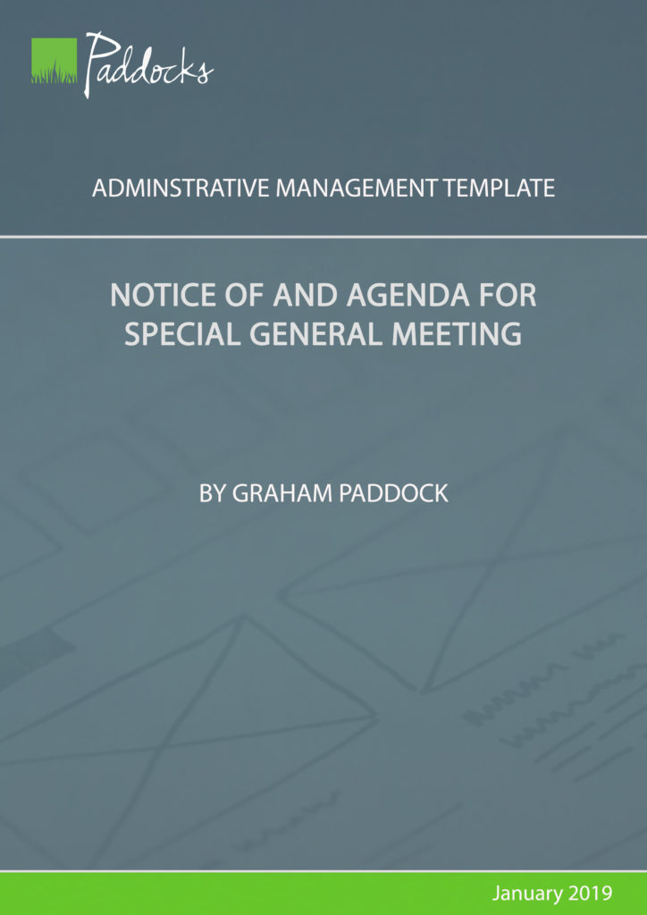 Template – Notice of and Agenda for Special General Meeting | Paddocks