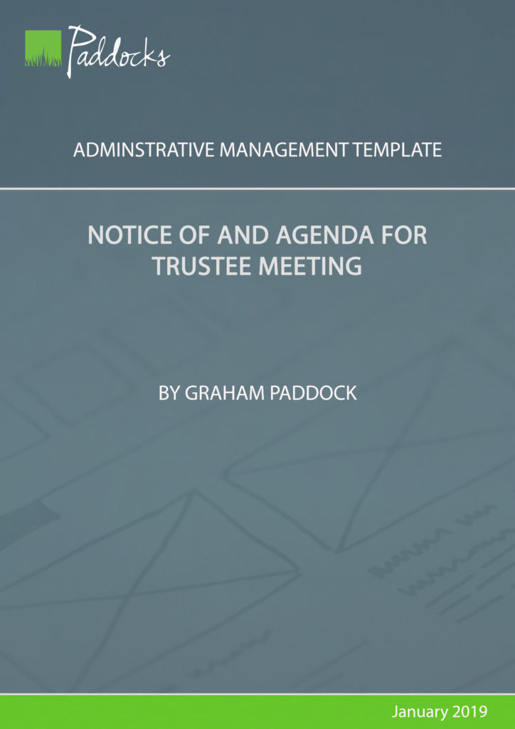Template – Notice of and Agenda for Trustee Meeting | Paddocks