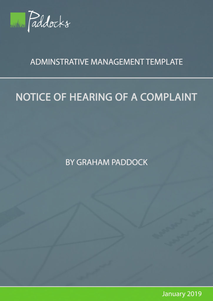 Template – Notice of Hearing of a Complaint | Paddocks