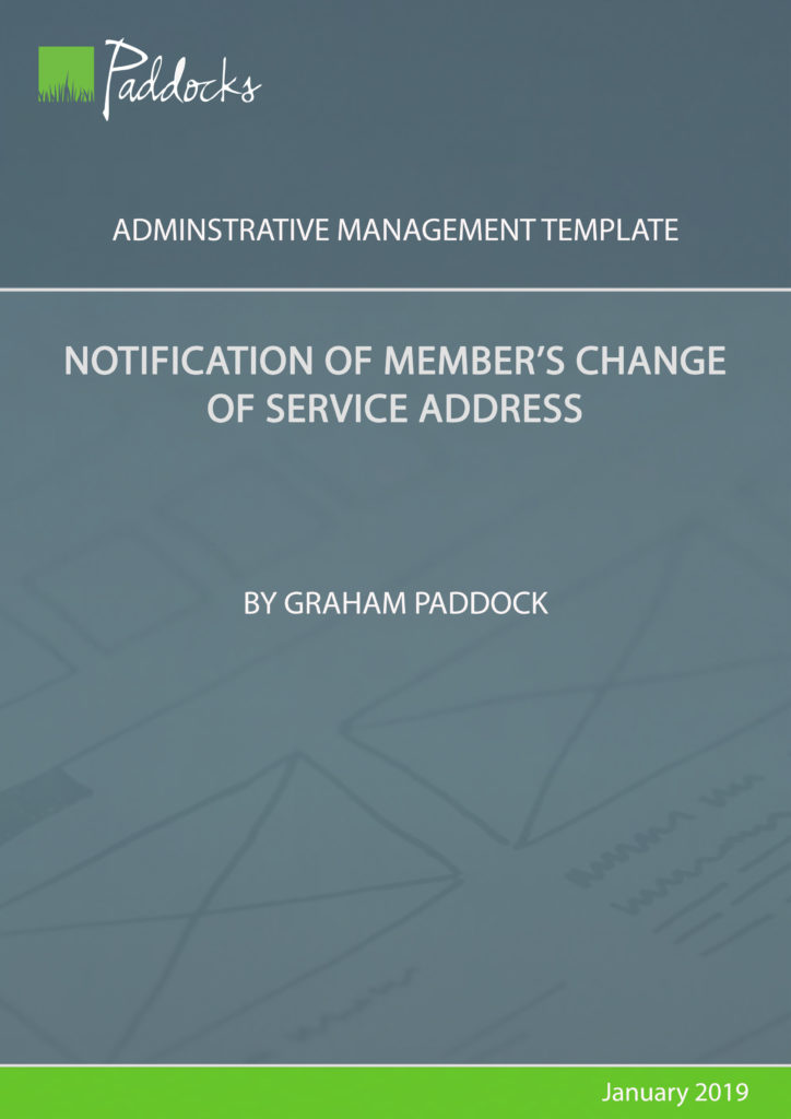 Template – Notification of Member’s Change of Service Address | Paddocks