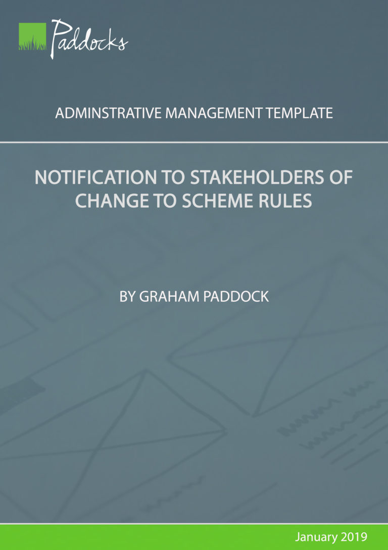 Template – Notification to Stakeholders of Change to Scheme Rules ...