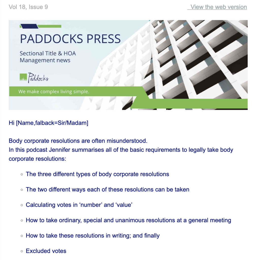 Paddocks Press: Body Corporate Resolutions, HOA Course | Paddocks